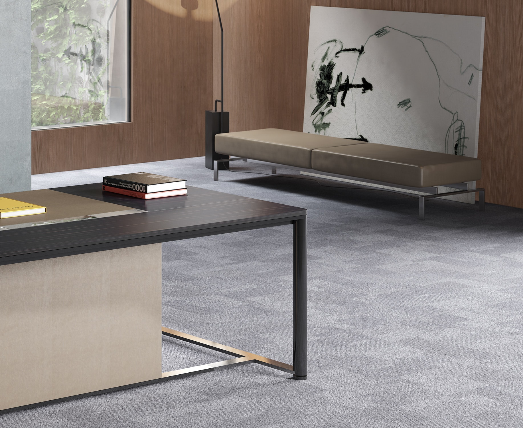 Helium. Break and waiting room bench. BOS Barcelona, the executive ...